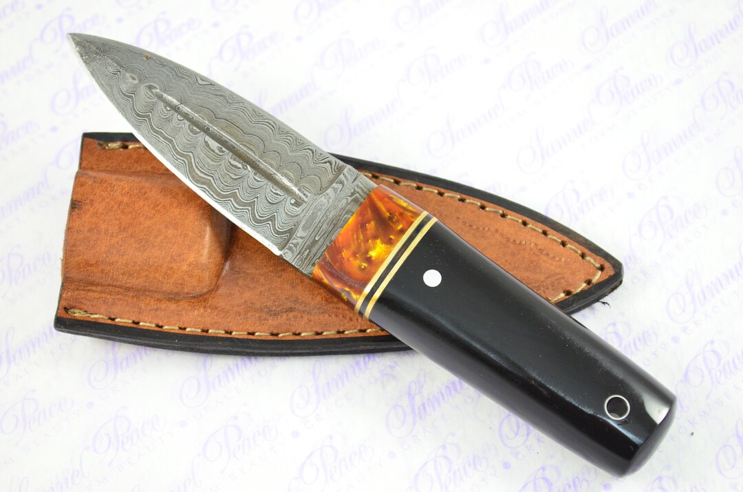 New Genuine Damascus Steel Bespoke Water Buffalo & Resin Handle ...