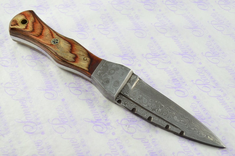 New Genuine Damascus Steel Bespoke Full Tang Laminate Wood Handle ...