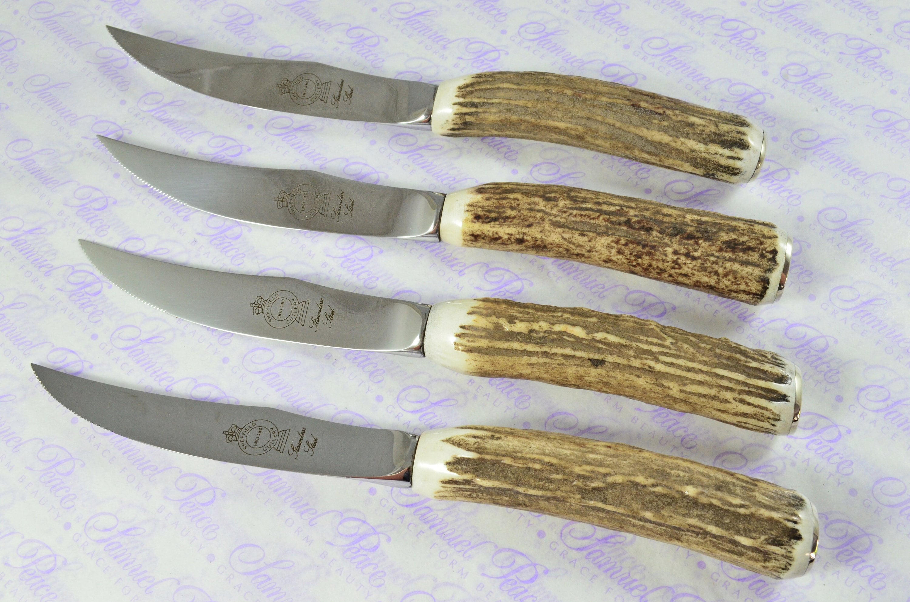 4 Four New Hump Back Genuine Stag/antler Handle Steak Knives - Etsy