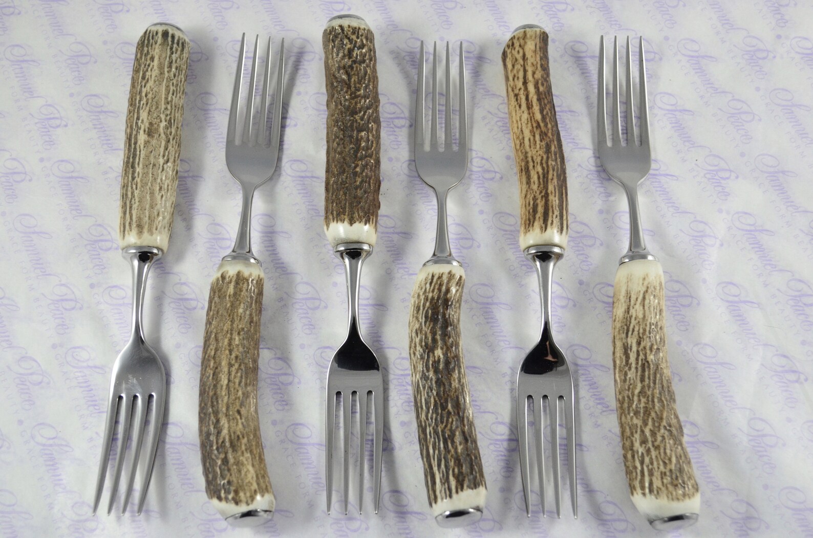 Six Genuine Stag/antler Handle Table Forks Boxed Made in Sheffield ...