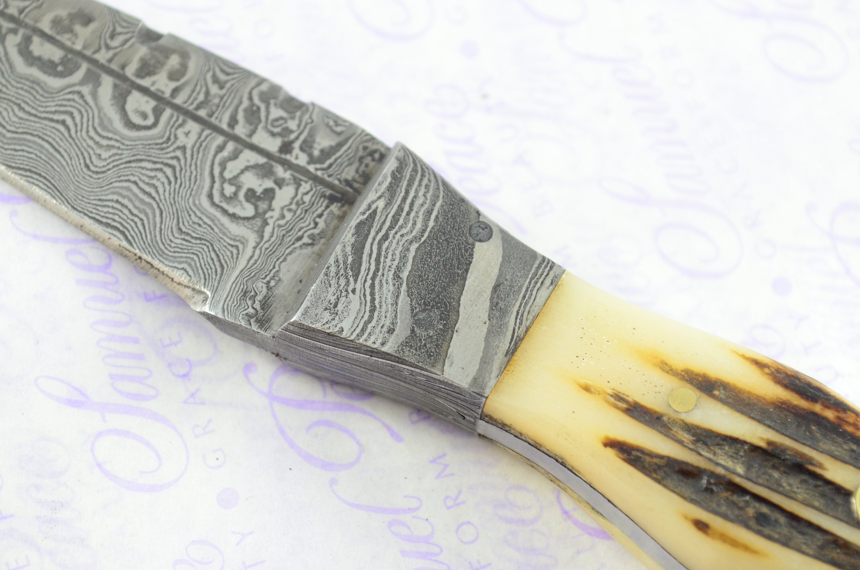 New Genuine Damascus Steel Bespoke Full Tang Stag Horn Antler - Etsy