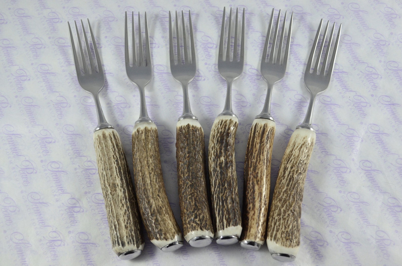 Six Genuine Stag/antler Handle Steak Forks Boxed Made in Sheffield ...