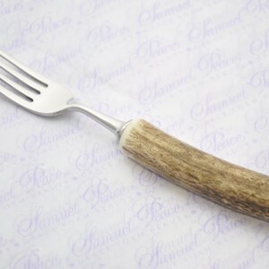 6 Pairs Genuine Stag/antler Handle Steak Knives & Forks Presentation ...