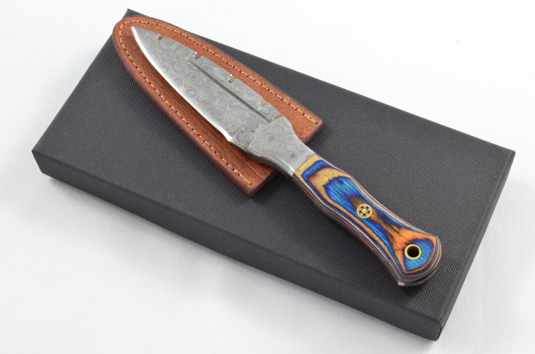 New Genuine Damascus Steel Bespoke Full Tang Laminate Handle Scale Tang ...