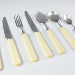 New Fantastic Genuine Cream Handle 7 Piece Place Setting Brushed Finish ...
