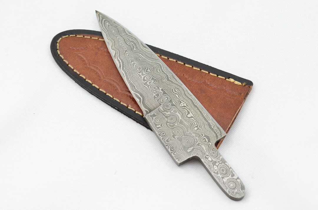 New Fantastic Sgian Dubh Damascus Steel Swaged Edge Blank Blade Made in ...