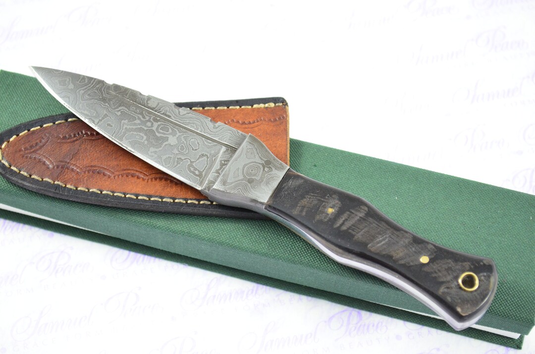 New Genuine Damascus Steel Bespoke Full Tang Rams Horn Scale Tang ...