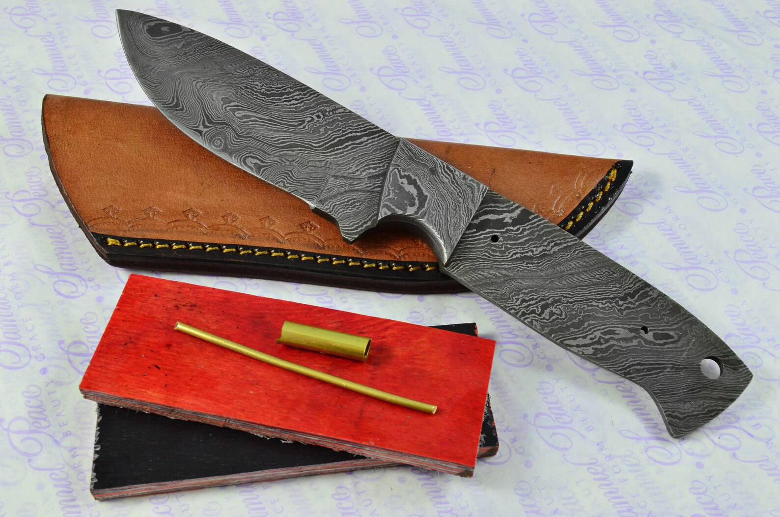 Knife Making Kit Damascus Steel Hunting/Bushcraft Knife | Etsy