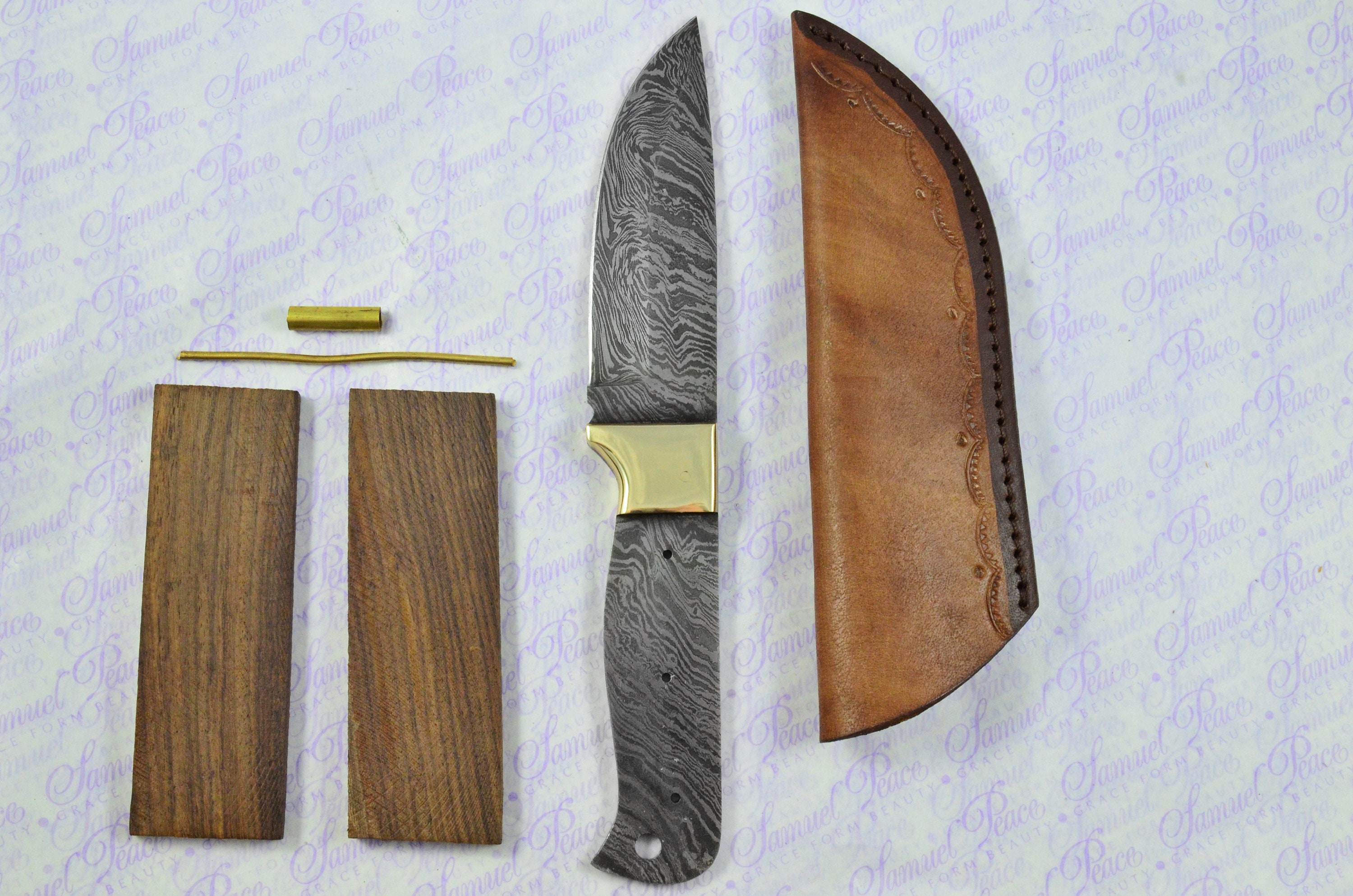 Knife Making Kit Damascus Steel Hunting/Bowie/Bushcraft Knife | Etsy