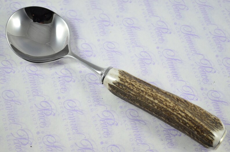 Six New Genuine Stag/antler Handle Soup Spoons Boxed Made in Sheffield ...