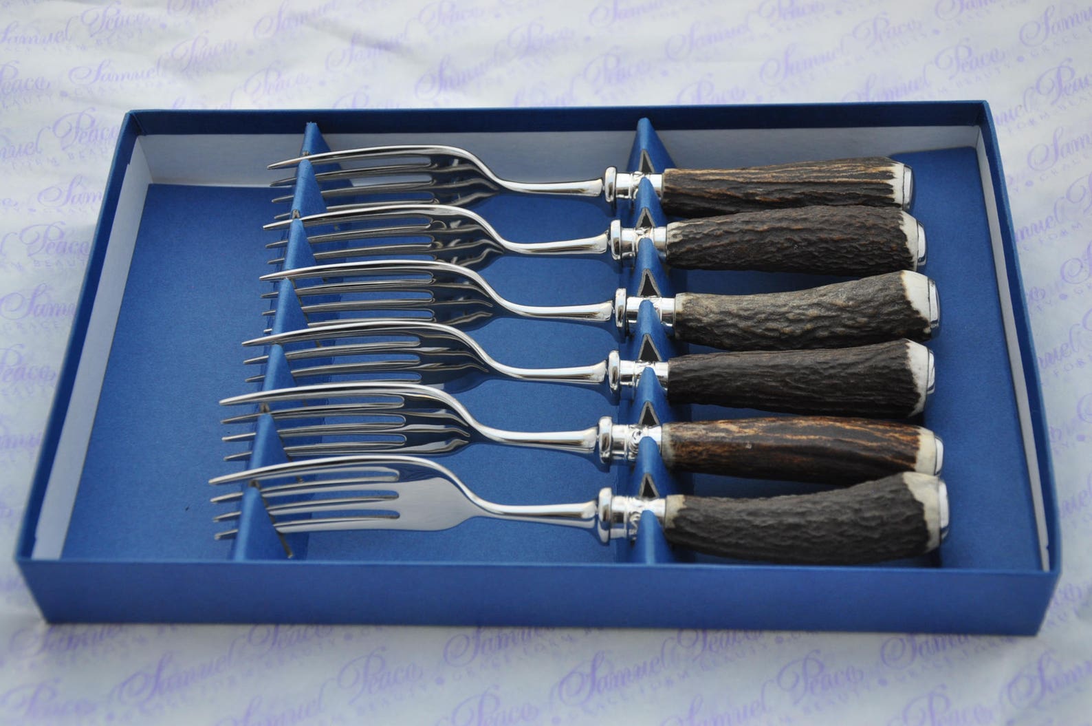 Six Genuine Rare Sambar Stag/antler Handle Steak Forks Silver - Etsy