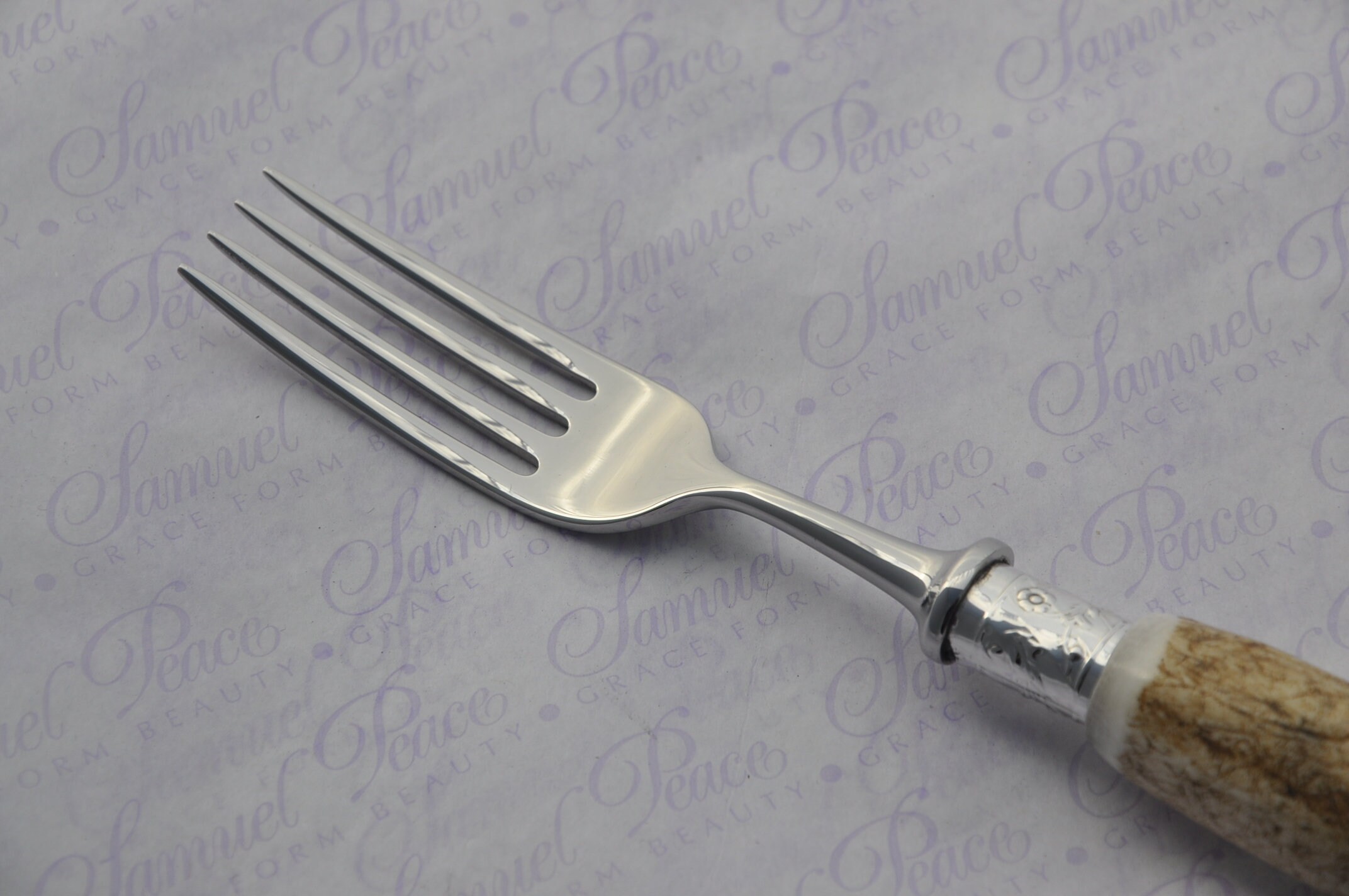 Two New Genuine Stag/antler Handle Steak Forks Silver Ferrule Made ...
