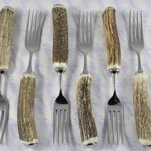 Six Genuine Stag/antler Handle Steak Forks Boxed Made in Sheffield ...