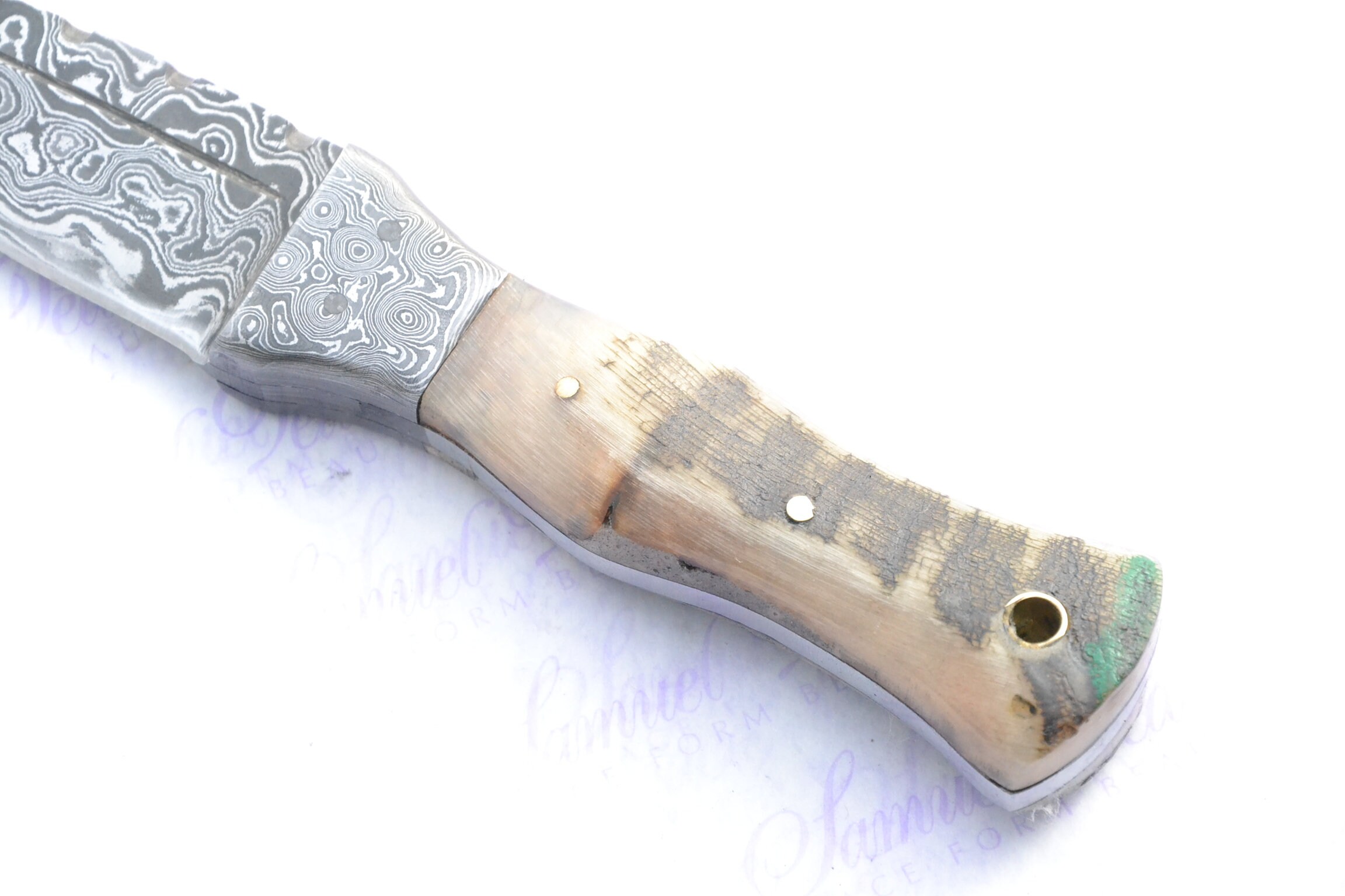 Unique New Genuine Damascus Steel Bespoke Full Tang Rams Horn | Etsy