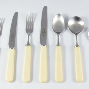 New Fantastic Genuine Cream Handle 7 Piece Place Setting Brushed Finish ...