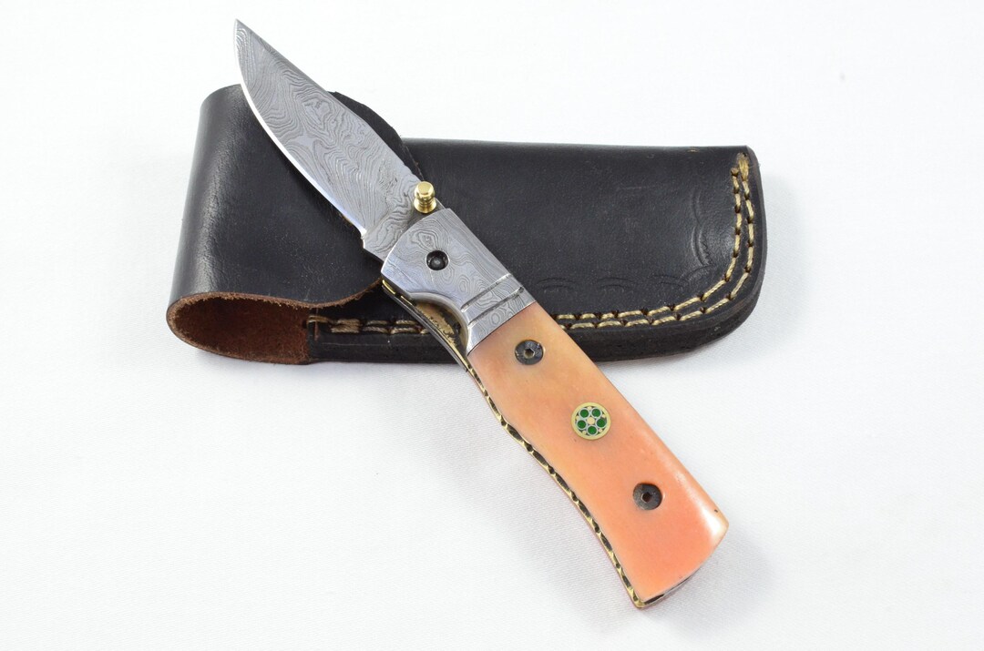 Amazing Ladies Damascus Blade Resin Handled Pen/pocket Knife With ...
