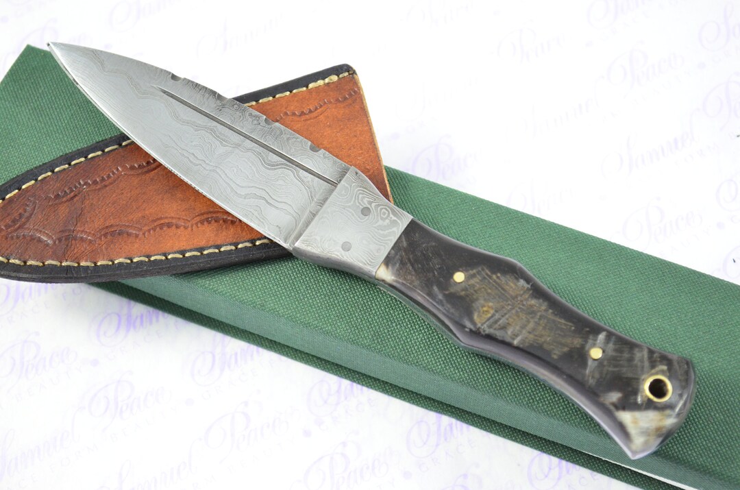 New Genuine Damascus Steel Bespoke Full Tang Rams Horn Scale Tang ...