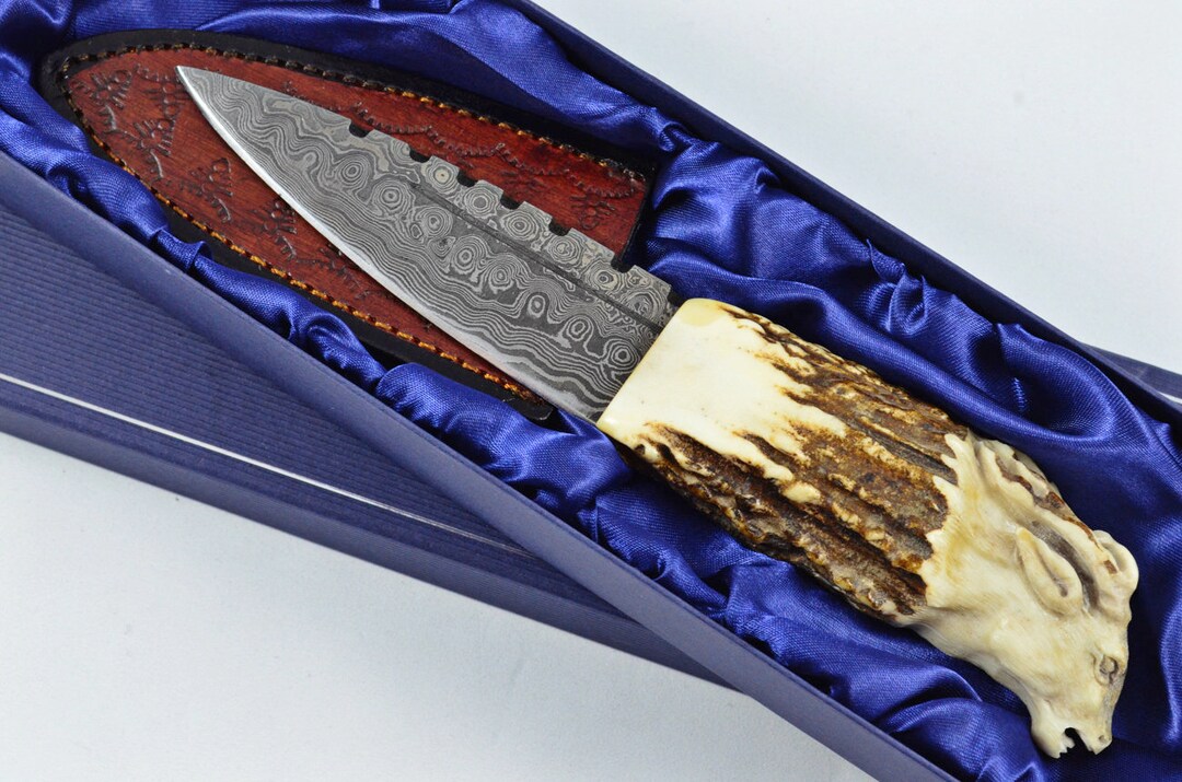 Amazing Bespoke Hand Carved Antelope Stag Horn Antler Handle Sgian Dubh ...