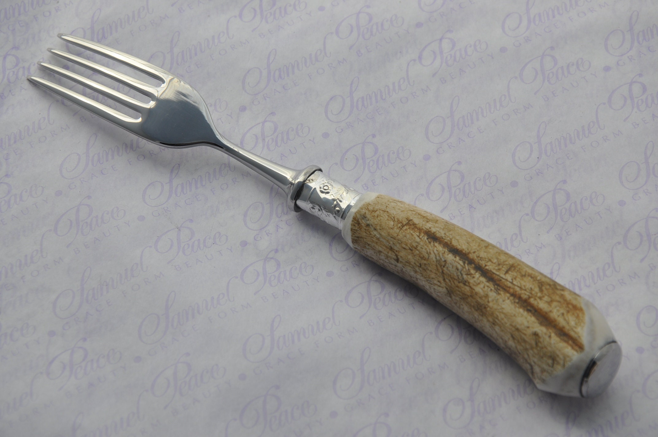 Two New Genuine Stag/antler Handle Steak Forks Silver Ferrule Made ...