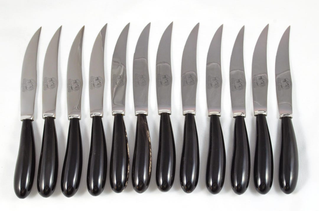 A Set of 12 Sheffield Steak Knives With Water Buffalo Horn Handles - Etsy