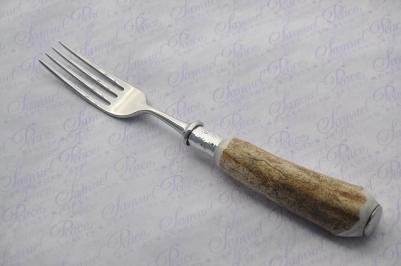 Two New Genuine Stag/antler Handle Steak Forks Silver Ferrule Made ...