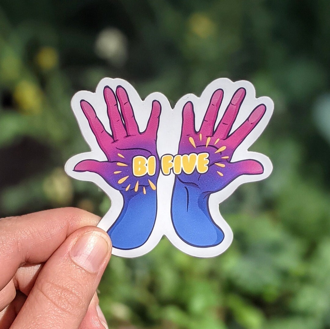 Bi Pride Bi Five! 3" Vinyl Sticker | Laptop or Waterbottle Sticker ...