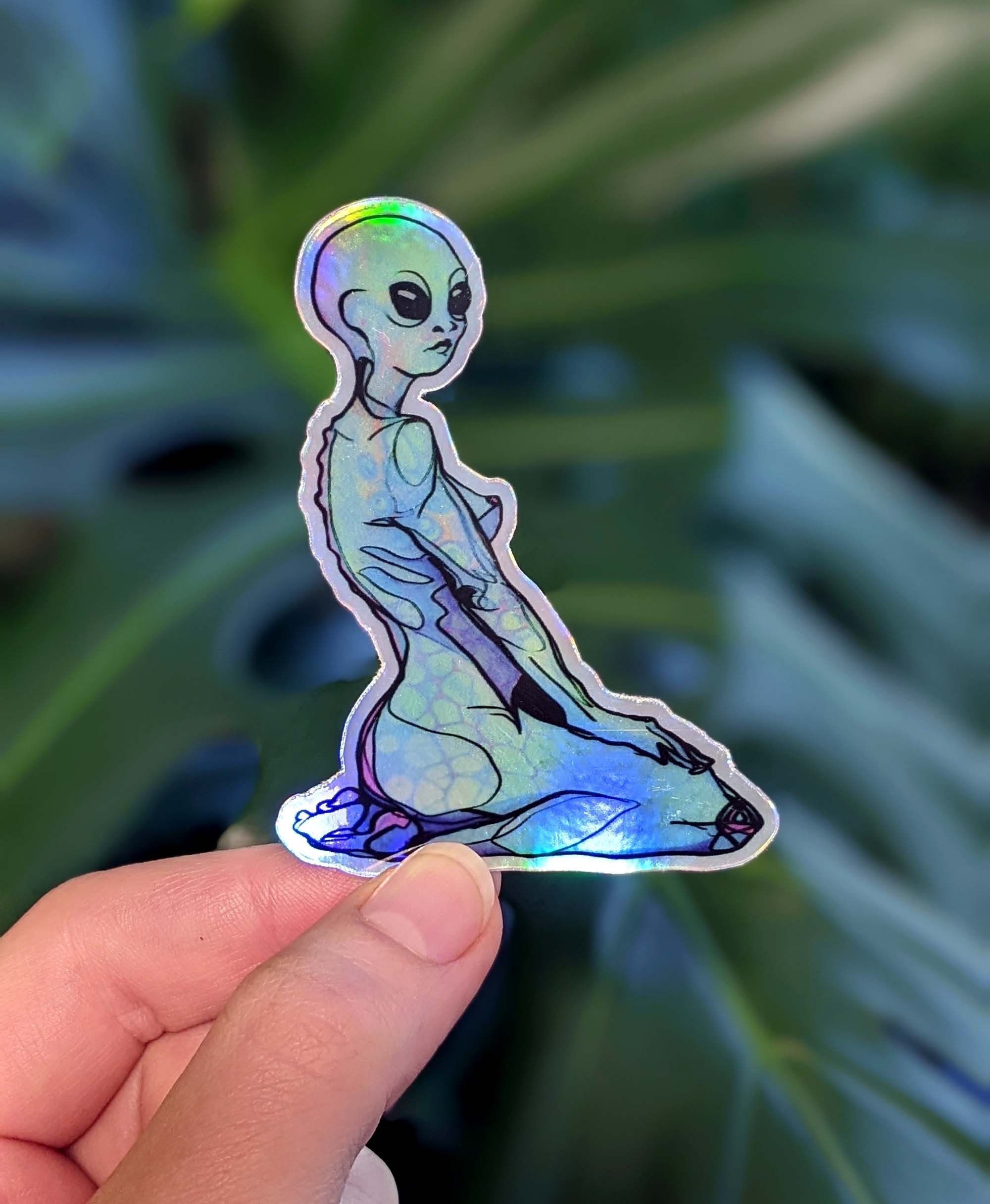 Holographic Alien Babe 3 Vinyl Sticker Holo Rainbow - Etsy