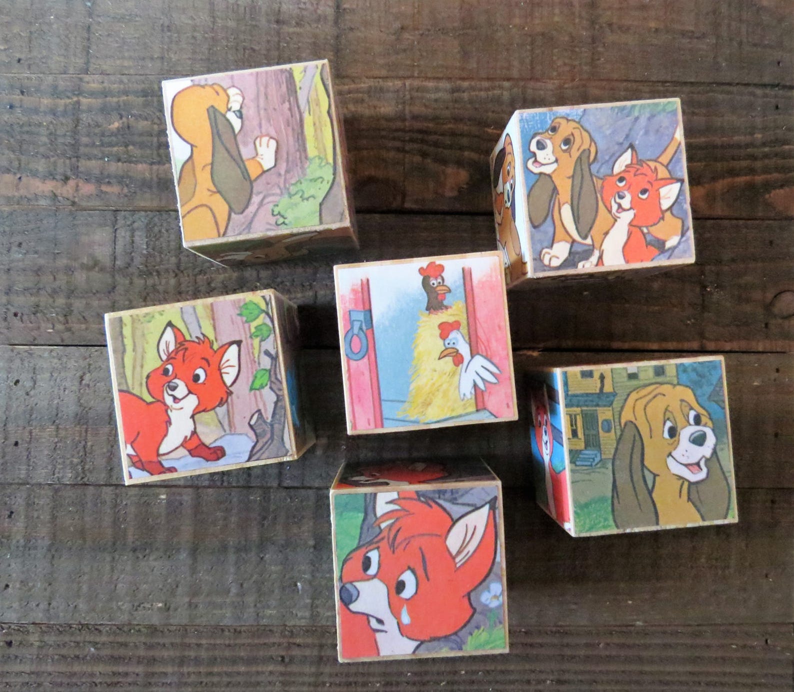 Storybook Blocks / the Fox and the Hound / Baby Blocks / | Etsy
