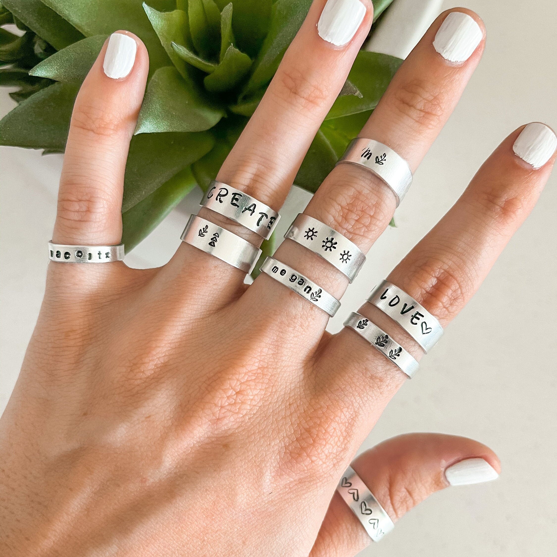 CUSTOM Skinny Stamped Rings Personalized Rings Handmade | Etsy