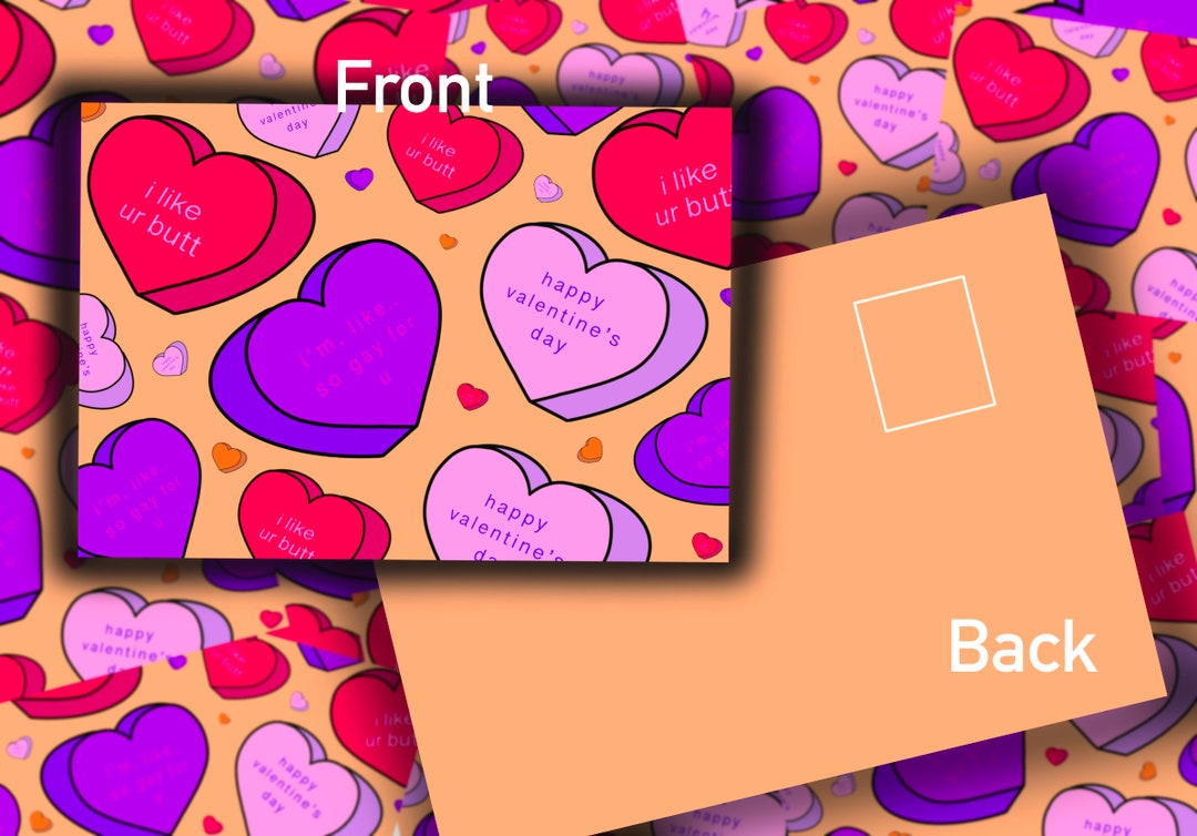 LGBTQ Candy Hearts 5x7 Postcard - Etsy