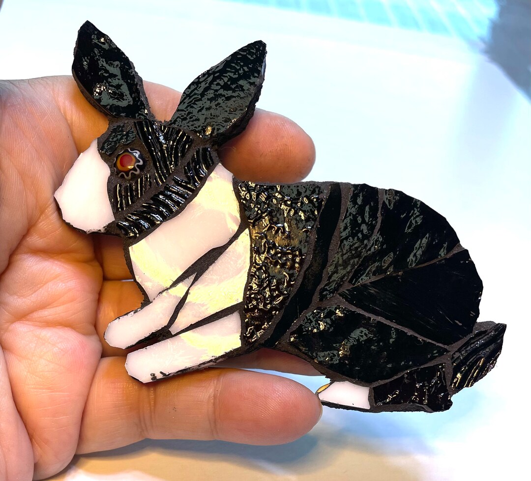 Rabbit Black & White Bunny Mosaic Fridge MAGNET Artwork 4" by Artist ...
