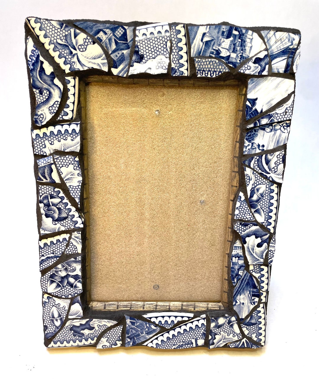 BLUE VINTAGE BROKEN Crockery Picture Frame Mosaic Artwork by Artist ...
