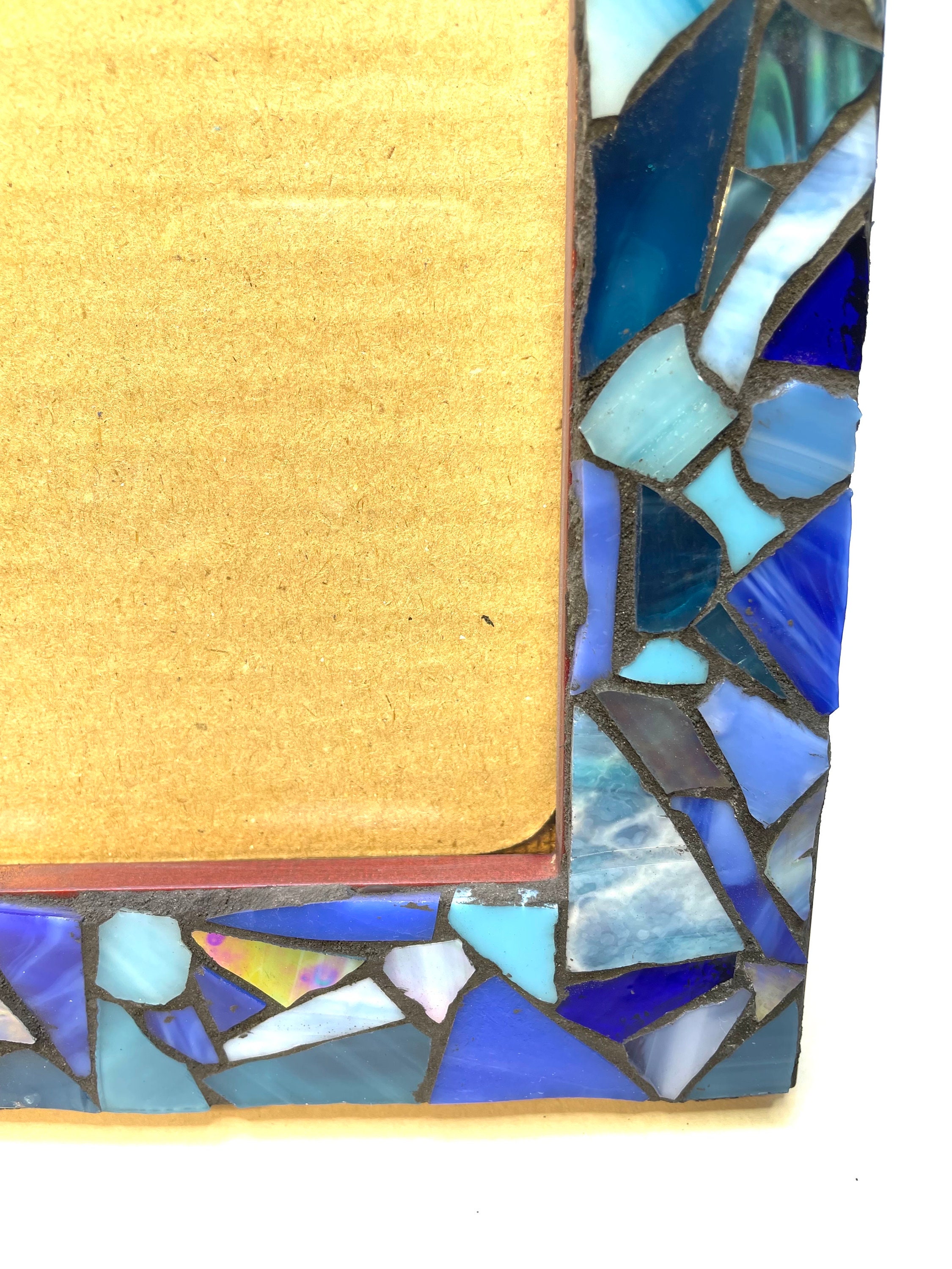 BLUE Broken Glass Pieces Picture Frame Glass Mosaic Artwork by Artist ...
