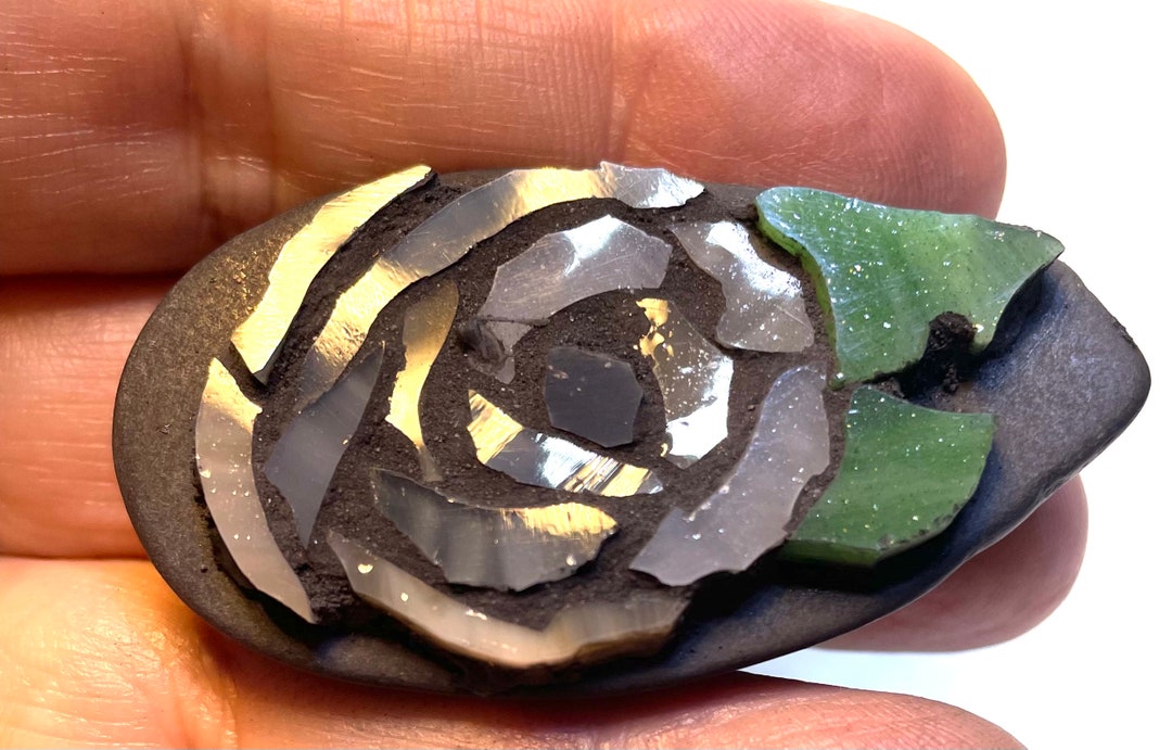 GREY ROSE Mosaic Stone Rock 2" Artwork by Artist Mosaicsbykarla - Etsy