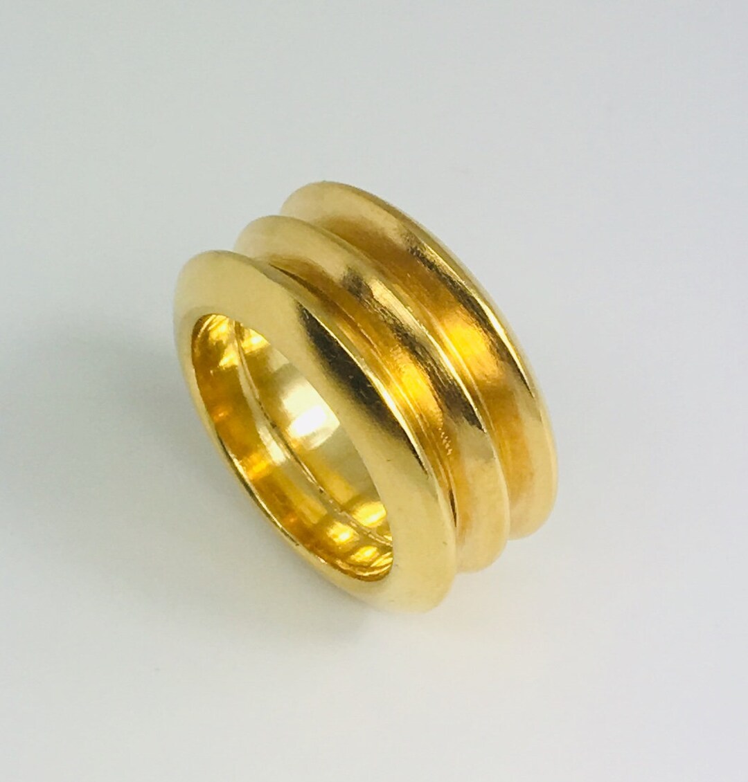 Wide and Thick Gold Ring , Gold Plated, Sterling Silver - Etsy