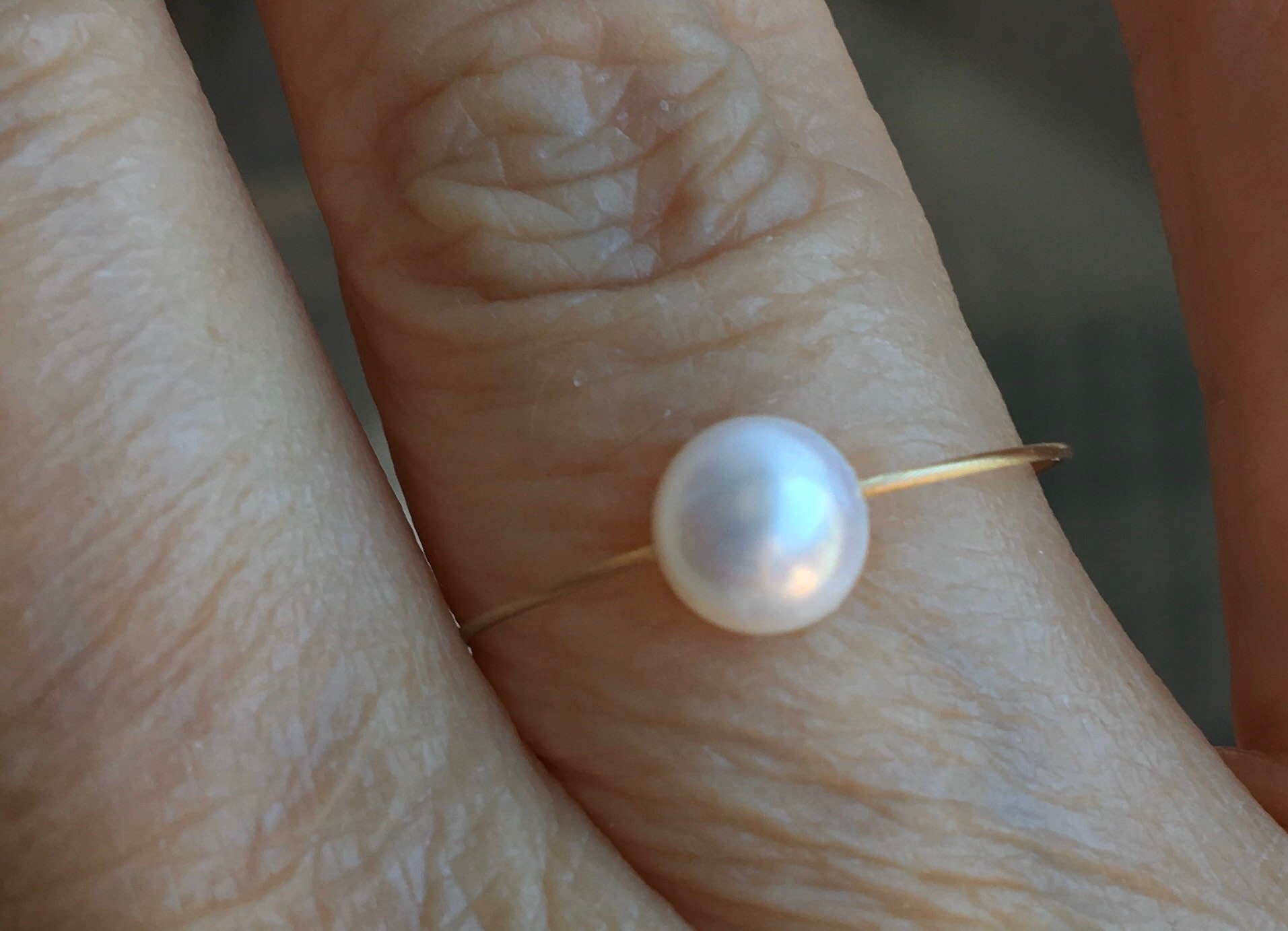 Freshwater pearl ring. Classic pearls on a wire of gold. | Etsy