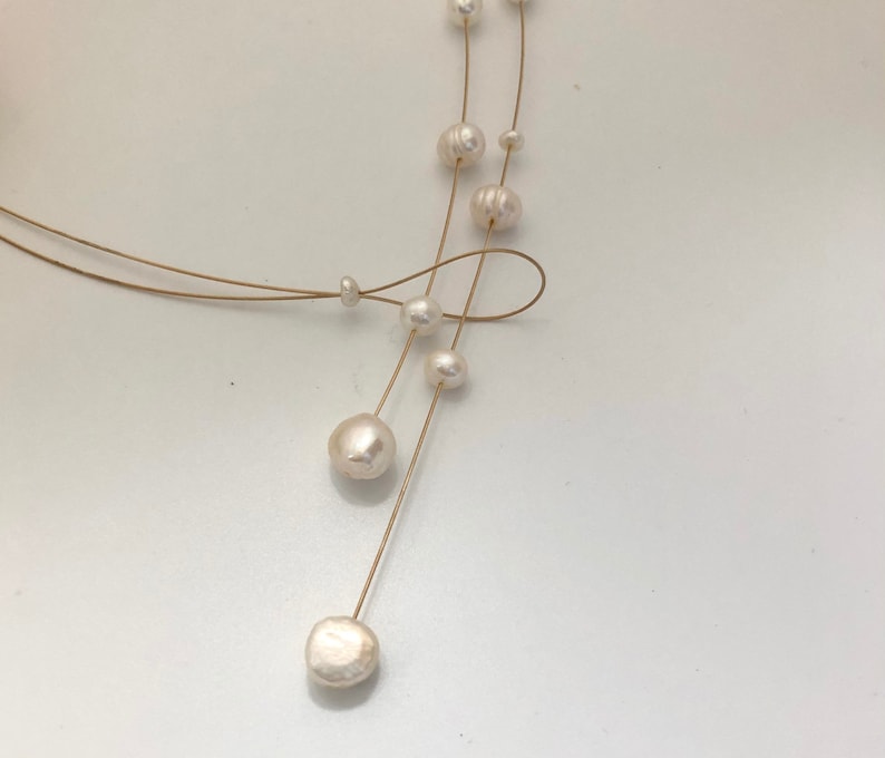 Pearl Necklace. Freshwater Pearls on a Wire of Gold. You Can | Etsy