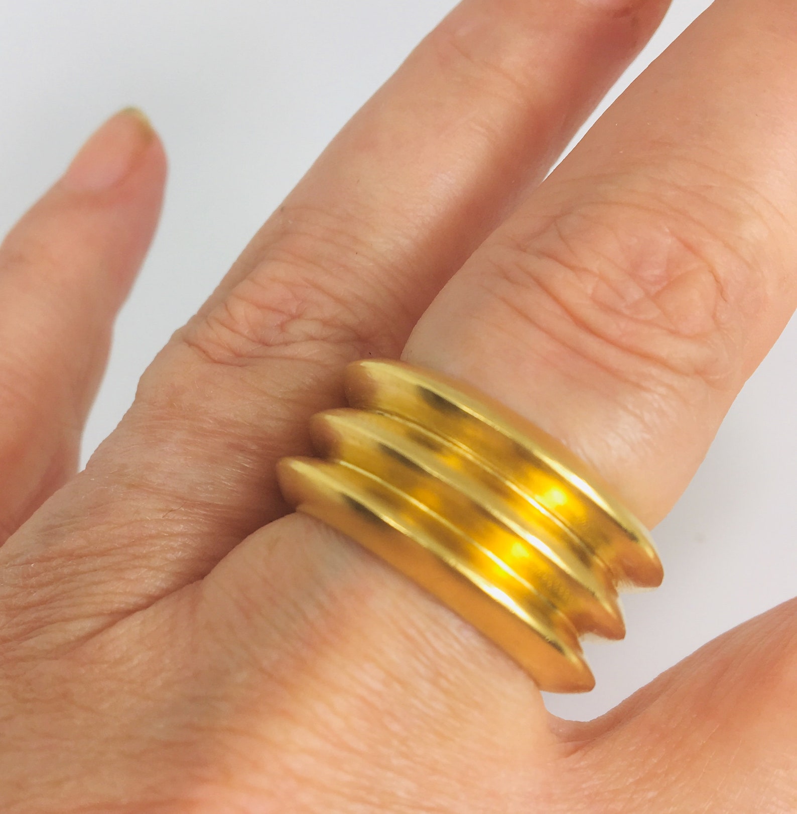 Wide and Thick Gold Ring Gold Plated Sterling Silver | Etsy