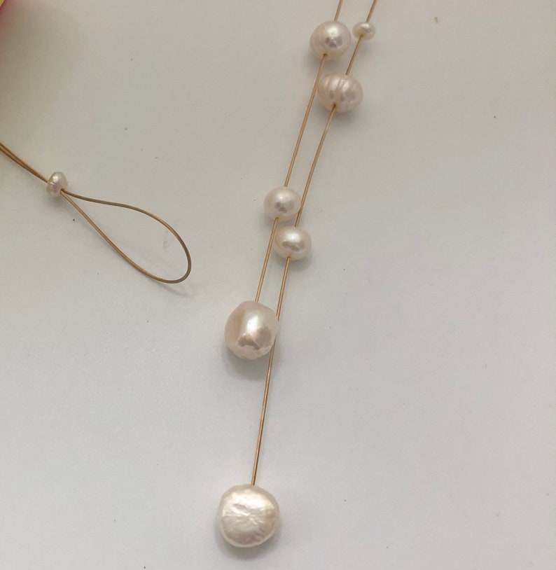 Pearl Necklace. Freshwater Pearls on a Wire of Gold. You Can | Etsy