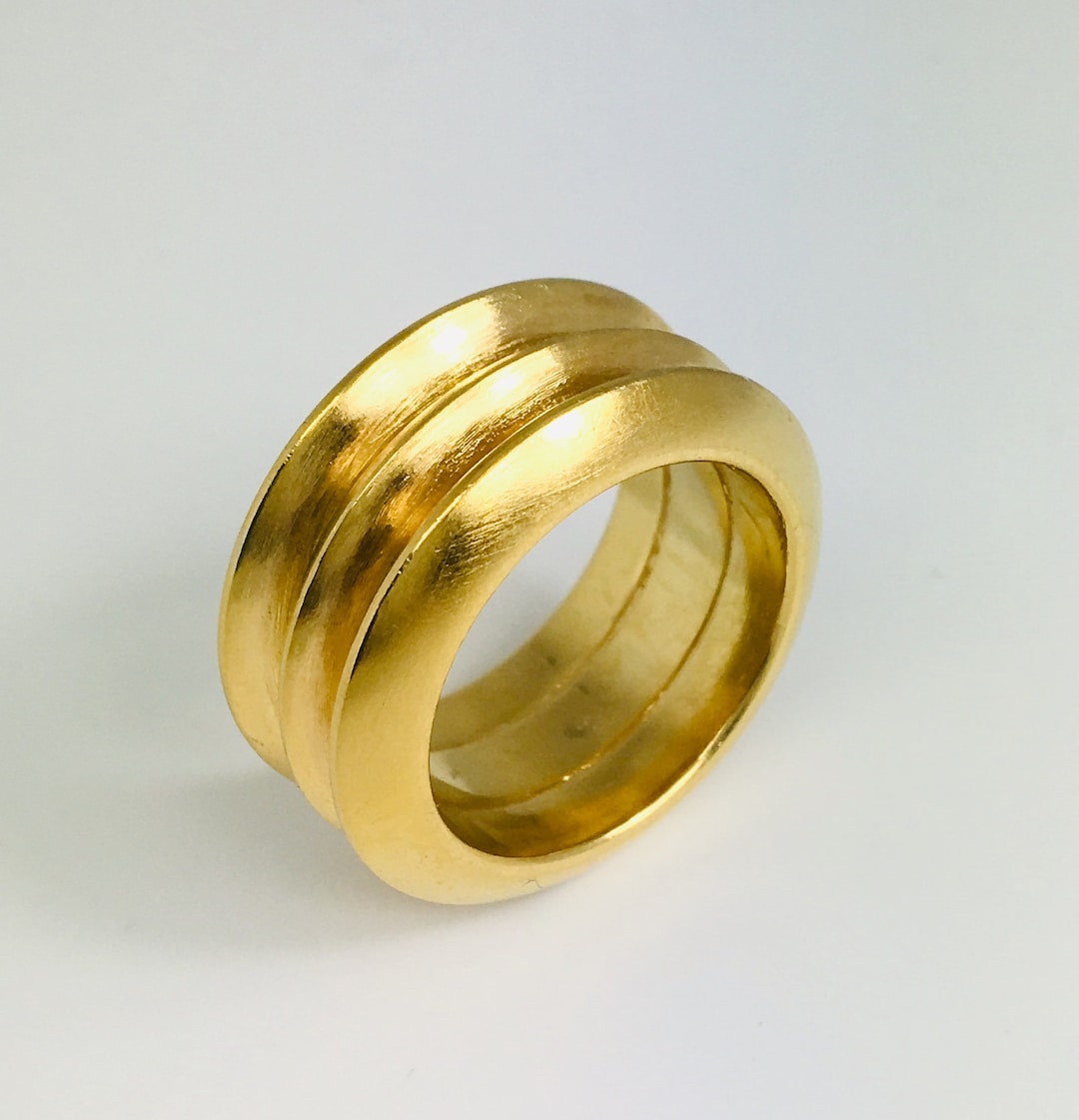Wide and Thick Gold Ring , Gold Plated, Sterling Silver - Etsy