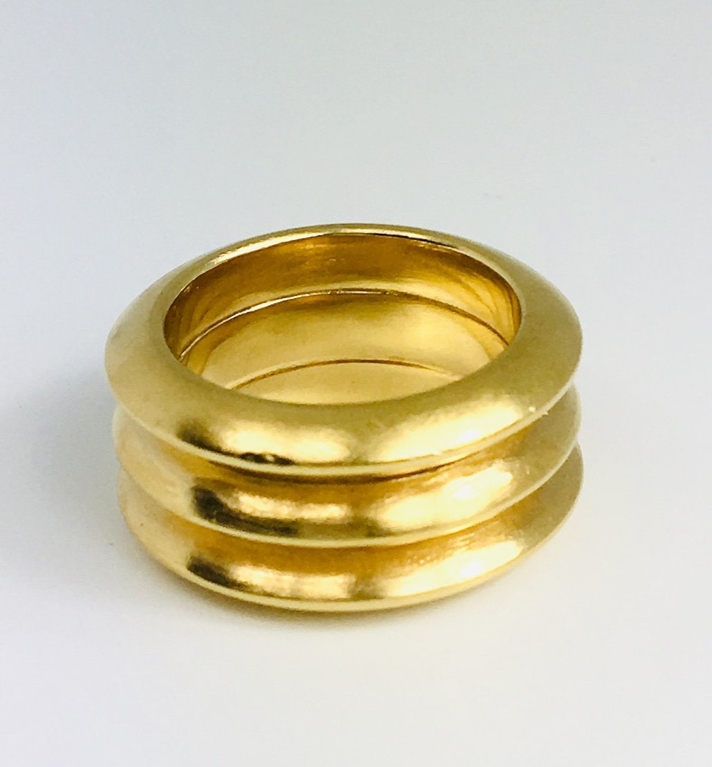 Wide and Thick Gold Ring Gold Plated Sterling Silver | Etsy