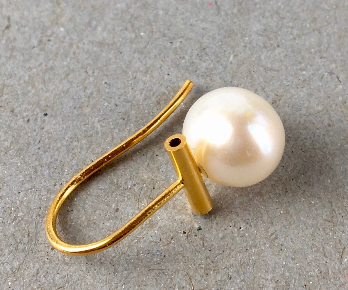 Freshwater Pearl Earring. Pearls on a Wire of 14k Gold. Dangle Earrings ...
