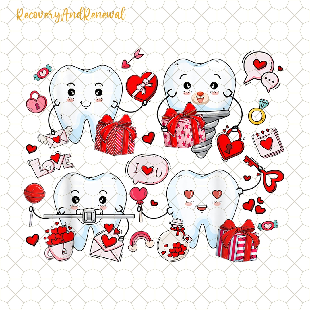 Cute Teeth Dental Life Happy Valentine's Day Png, Tooth Candy Dentist ...