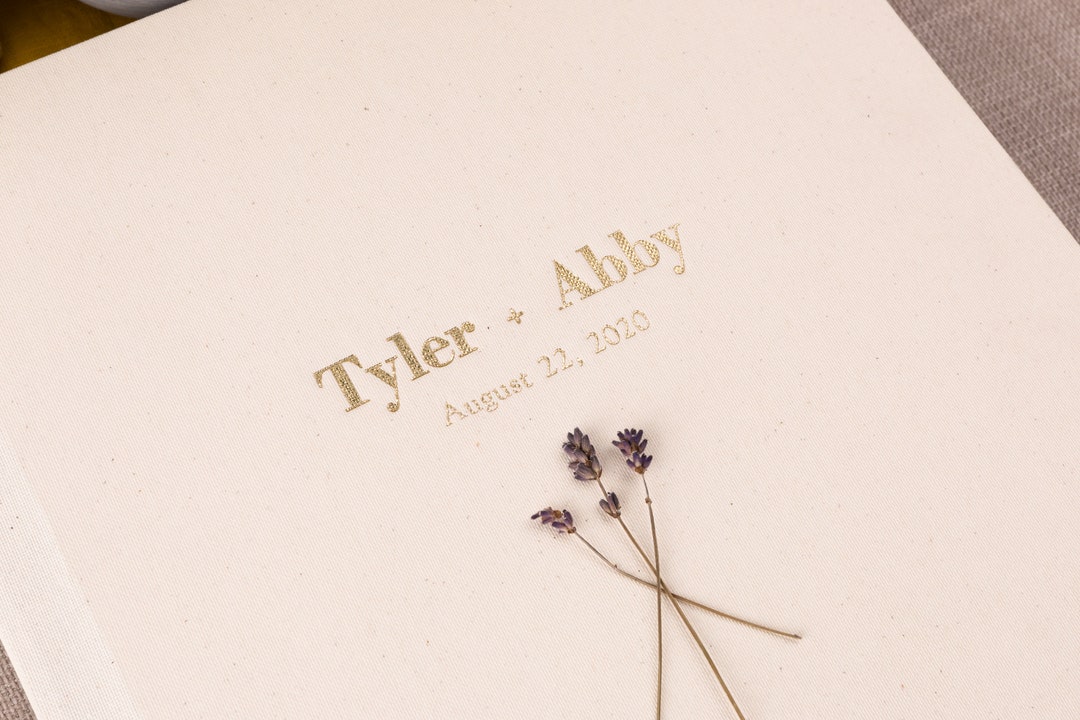 Natural Linen Guest Book | Emboss Available in Gold, Silver and Black ...