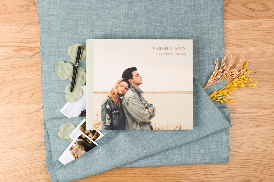 Minimal Guest Book Design | Personalized Photo + Linen Cover | Custom ...