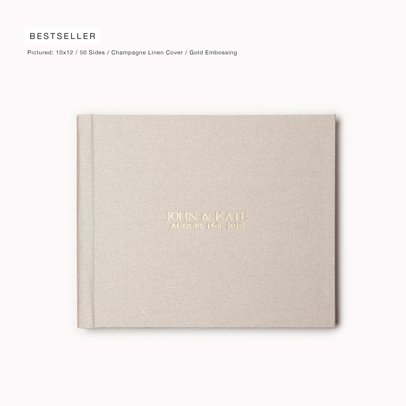 Champagne Linen Lay Flat Guest Book Gold Lettering Gold - Etsy