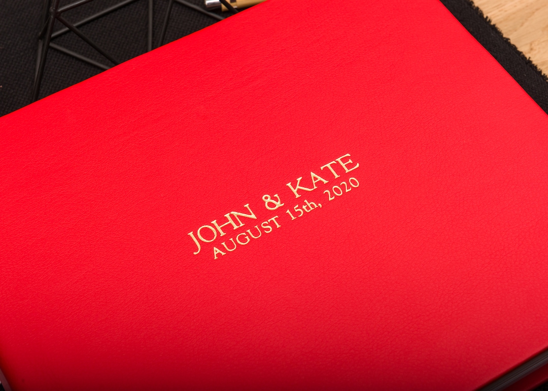 Red Guest Book | Wedding Photo Album | Gold Lettering | Deluxe Polaroid ...