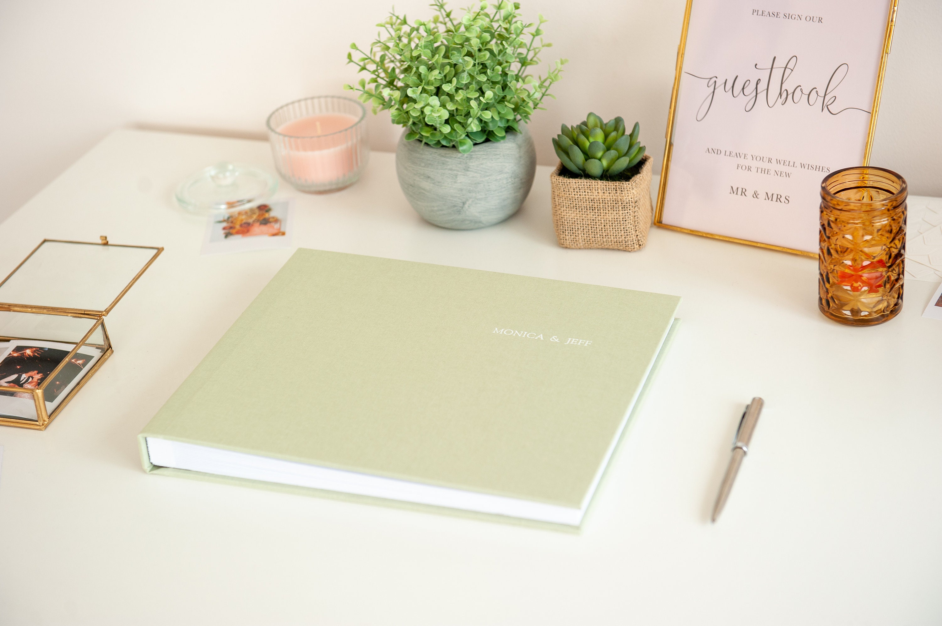 Spring Green Wedding Guest Book and Photo Album | Etsy