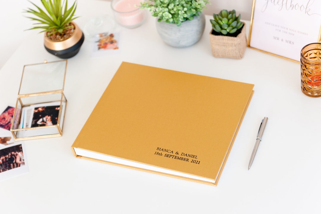 Premium Gold Wedding Guest Book or Wedding Album | Coated Linen ...