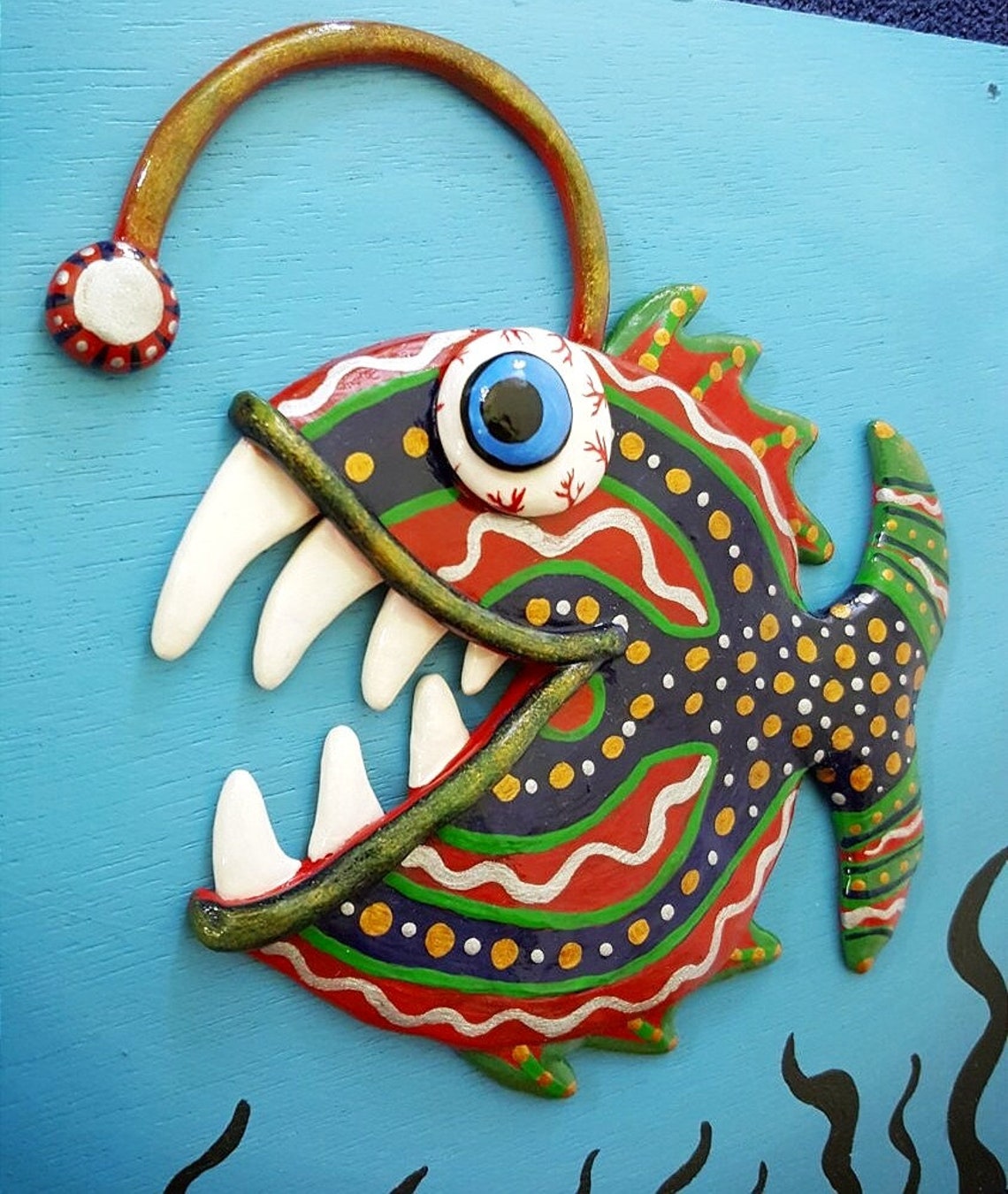 Anglerfish Wall Decor Handmade Clay Fish Gift 3D Polymer - Etsy Canada